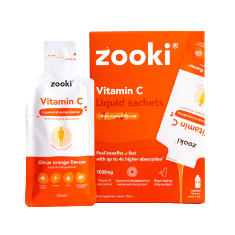 Zooki Vitamin C Citrus Orange Liquid Sachets (Pack of 14) - Aesthetics ...